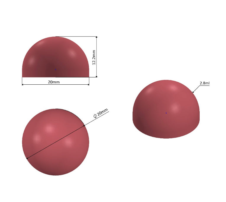 2.8mL Half-Sphere Silicone Mold - 192 Cavities | Gummy Molds